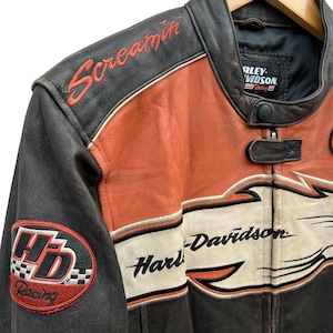 Vintage Harley Davidson Biker Leather Racing Jacket - Etsy