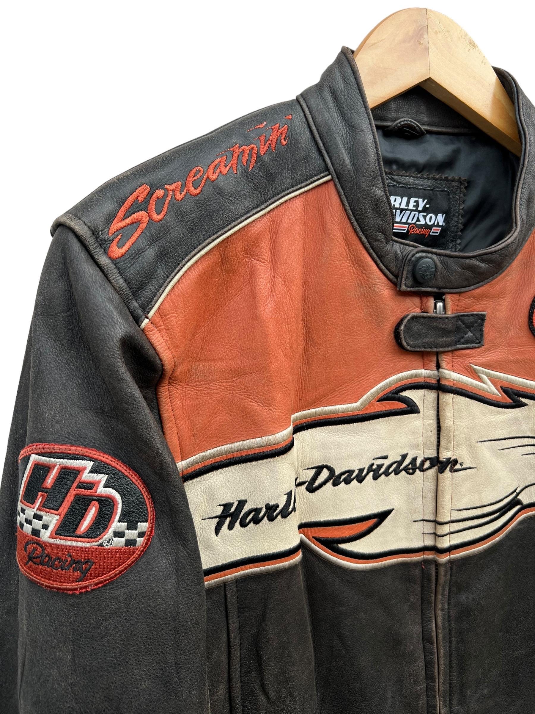 Vintage Harley Davidson Biker Leather Racing Jacket - Etsy