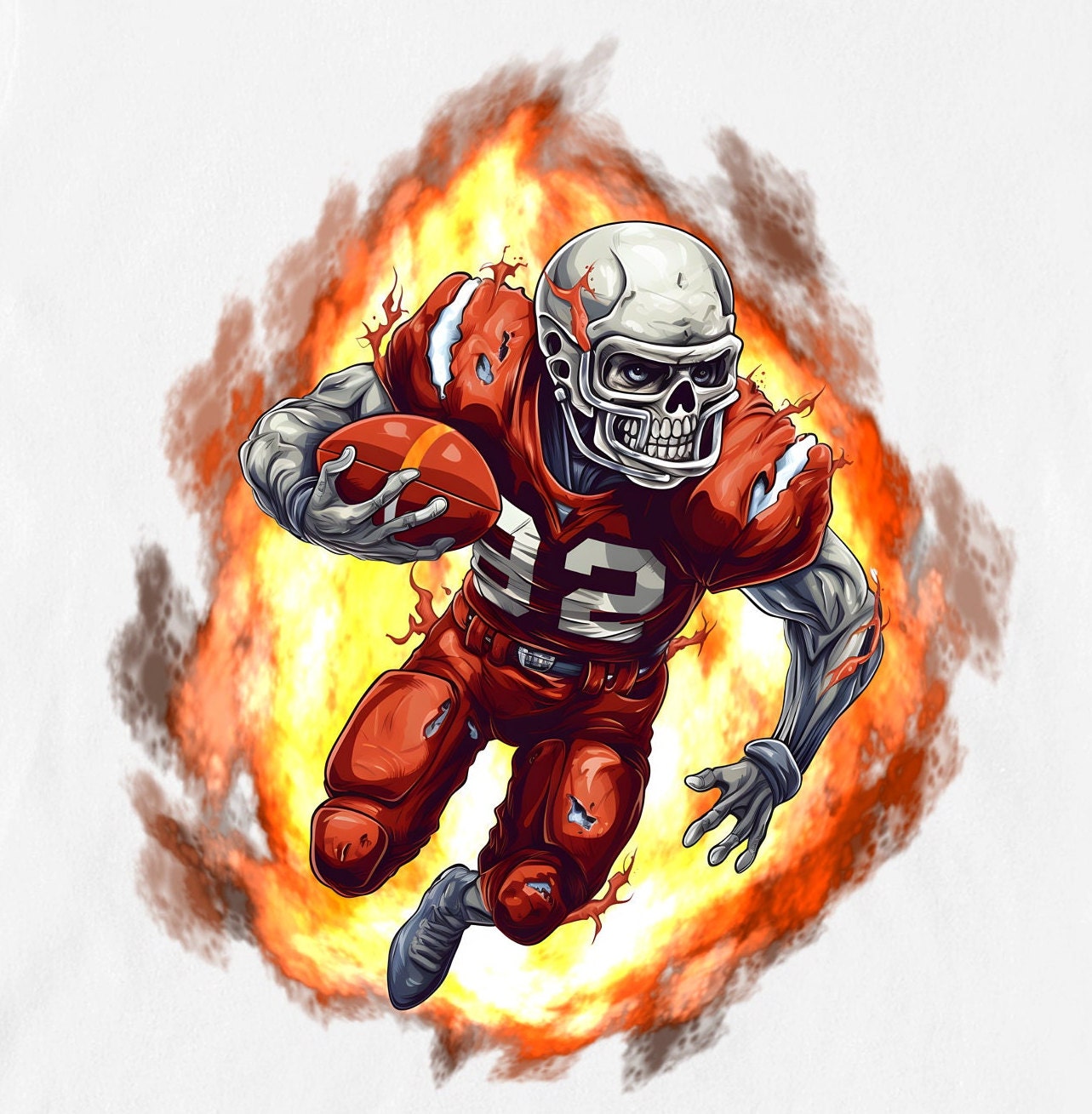Skeleton Football Player Running Through Fire - Etsy