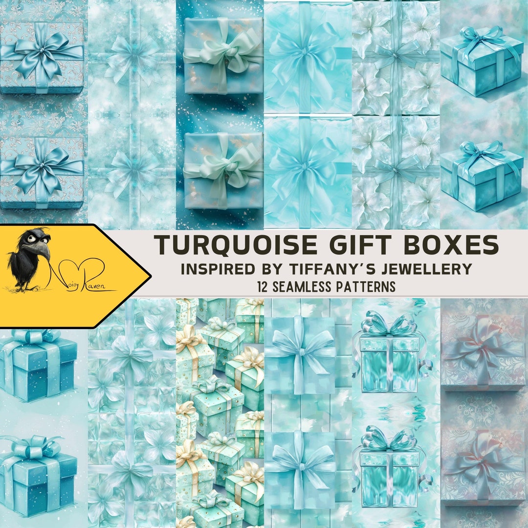 Teal Gift Boxes Seamless Patterns Digital Download for Stylish Wrapping ...