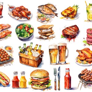 Sizzle and Grill: BBQ Clip Art - Digital Illustrations for Summer ...