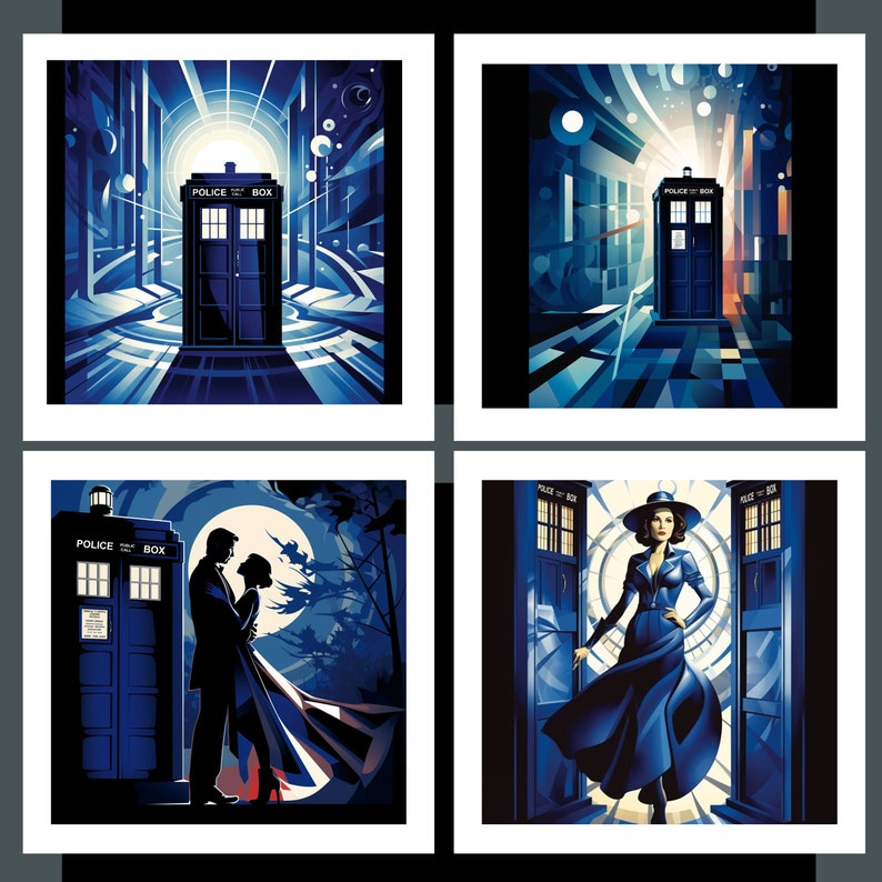Retro Art Deco TARDIS Posters Vintage-inspired Doctor Who Decor Art ...