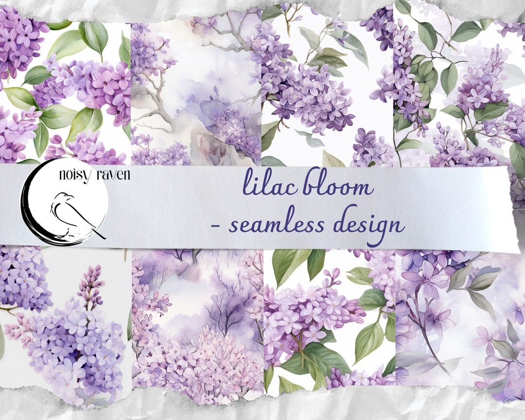 Lilac Bloom Seamless Patterns - Elegant Watercolour Floral Designs for ...
