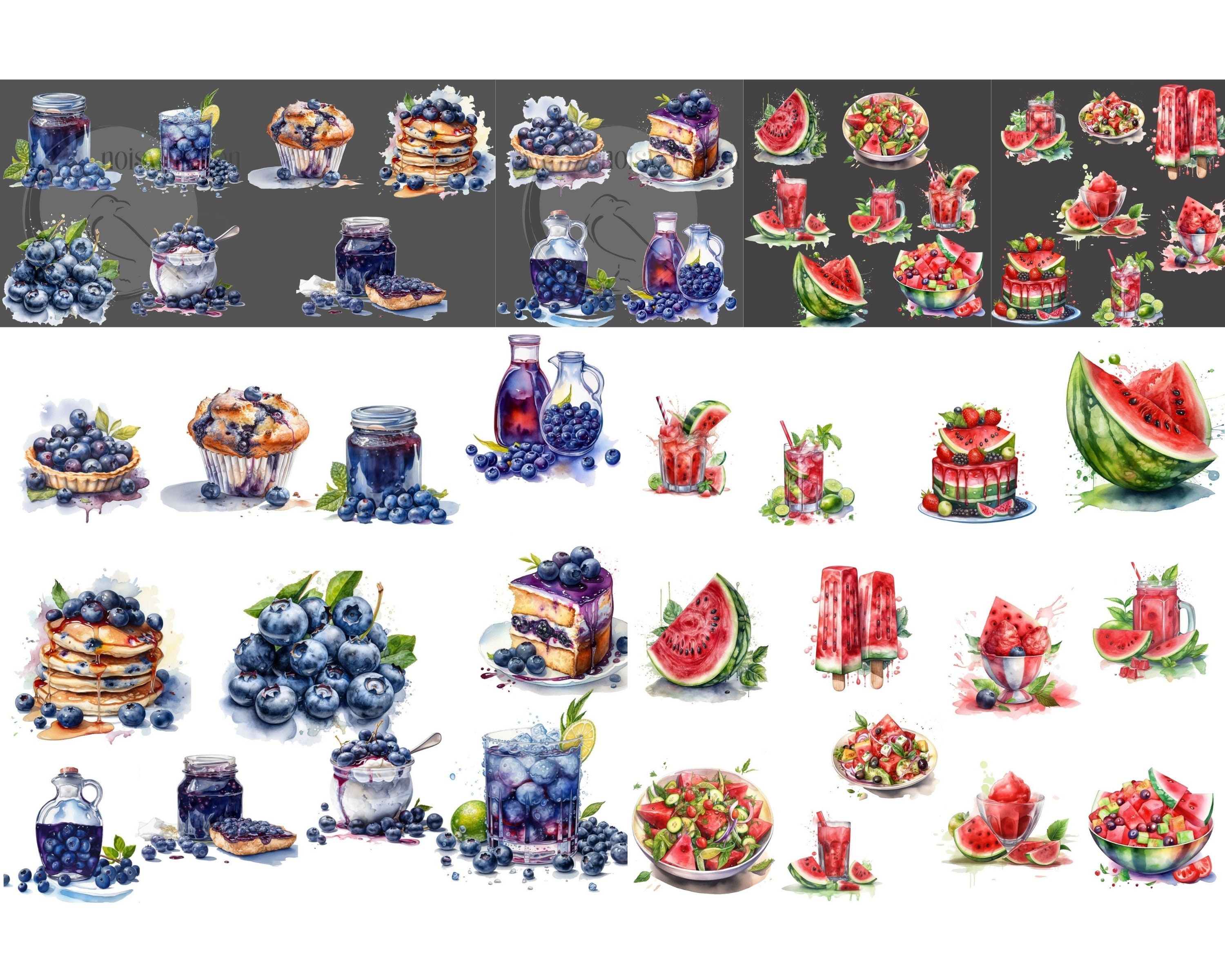Fruit Clip Art Bundle 300 Fruit Illustrations PNG Transparent - Etsy