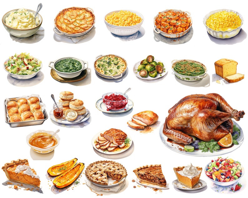 Thanksgiving Food Clip Art Harvest Joy for Your Designs Festive Feast ...
