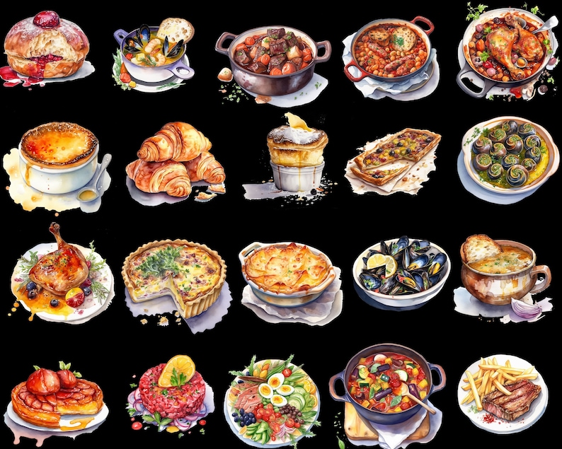 French Cuisine Clip Art Elegant Delights for Your Designs Gourmet ...