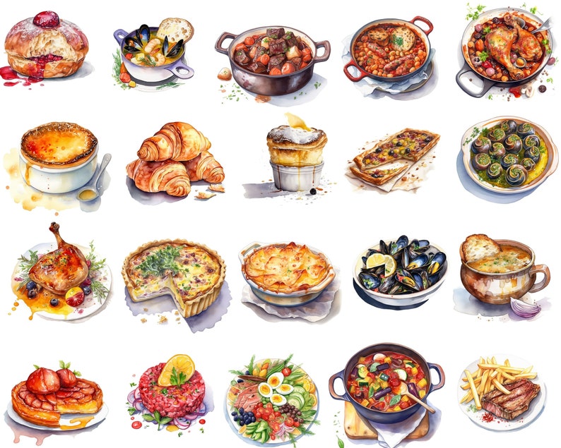 French Cuisine Clip Art Elegant Delights for Your Designs Gourmet ...