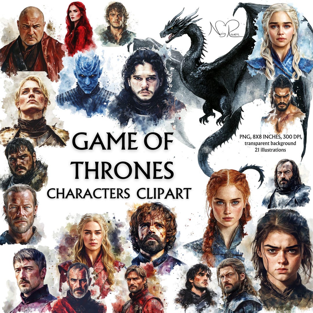 GOT Characters Clip Art Iconic Digital Illustrations of Westeros Heroes ...