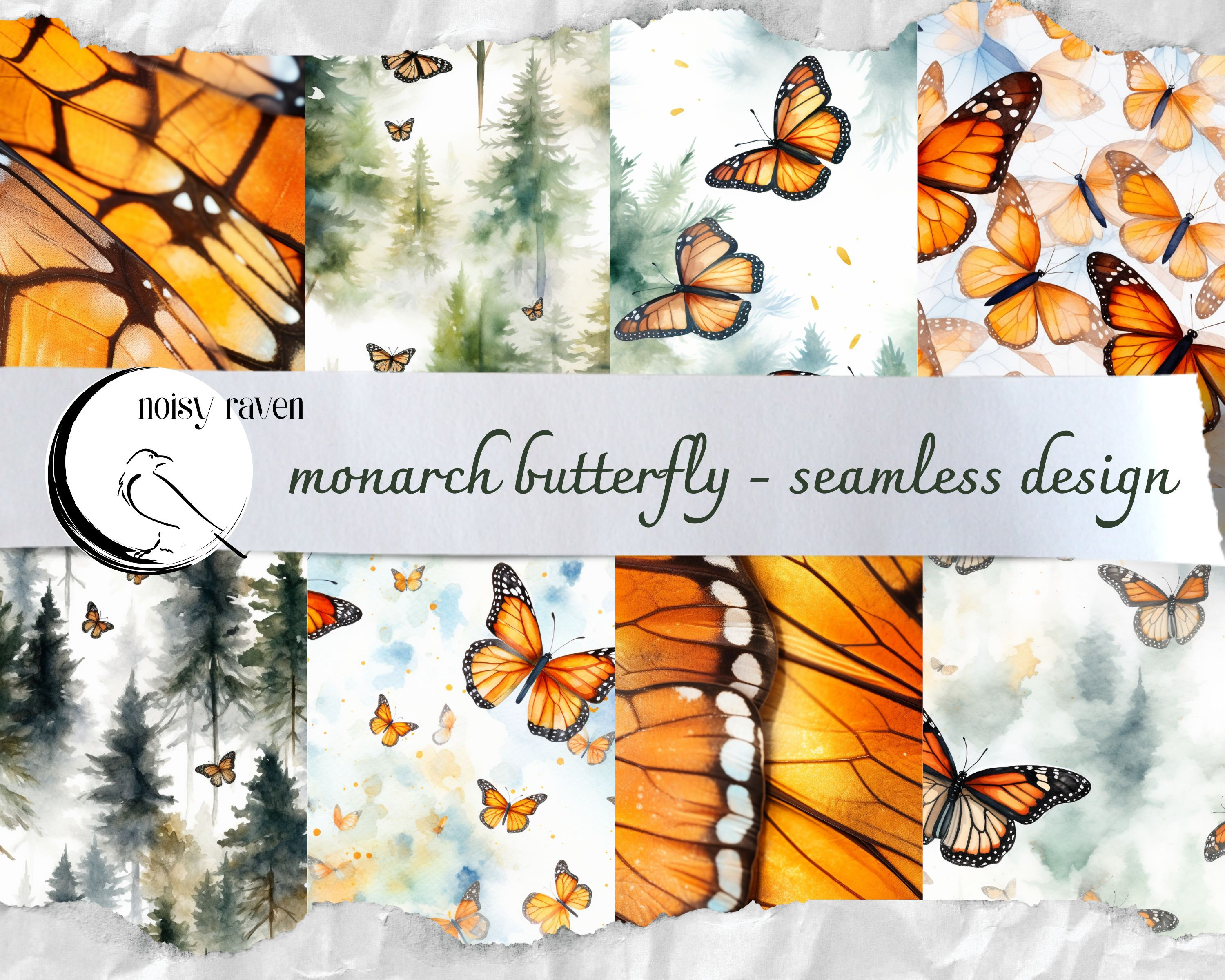 Monarch Butterfly Seamless Patterns Elegant Orange Wing Designs for ...