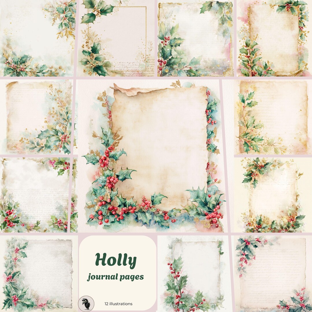 Holly Journaling Pages – Festive Christmas Printable Paper for Holiday ...
