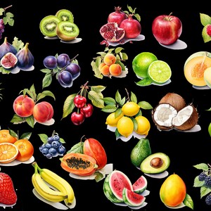 Delicious Fruit Clip Art Set - Vibrant Watercolour Illustrations ...