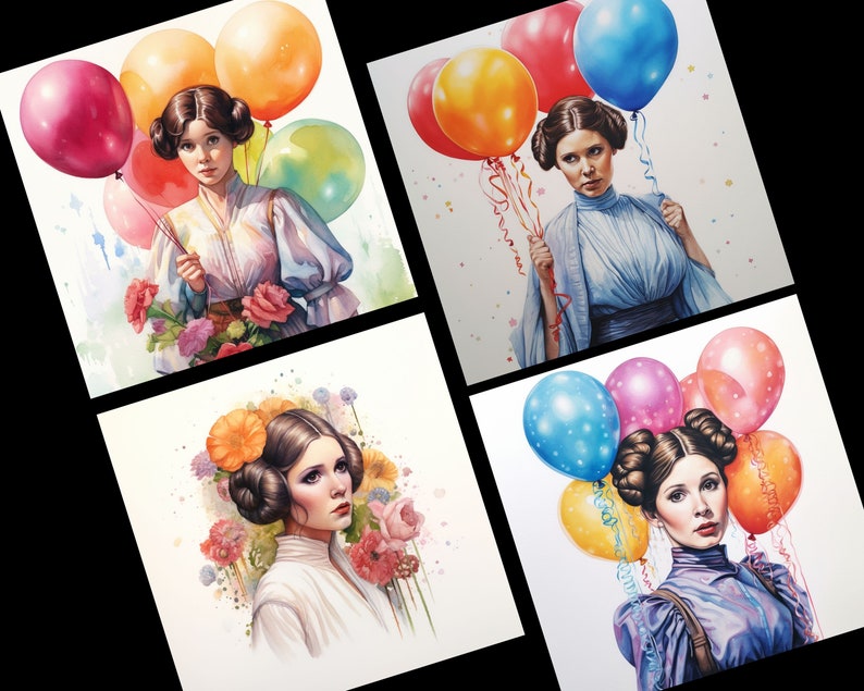 Princess Leia Romantic Art Galactic Celebration Illustration Star Wars Funny and Romantic Decor ...