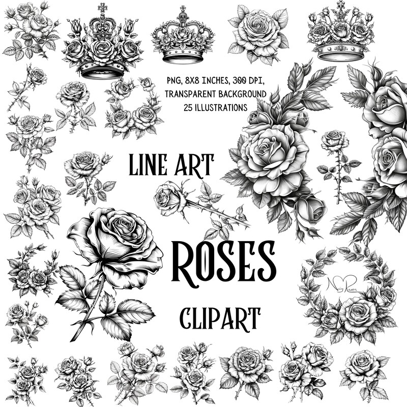 Rose Line Drawing - Etsy