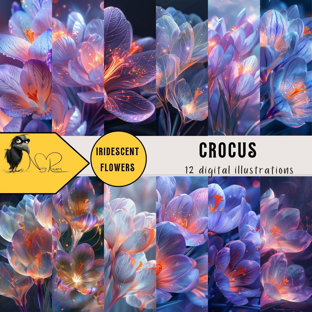 Iridescent Crocus Elegance - Stunning Floral Art for Dreamy Designs ...