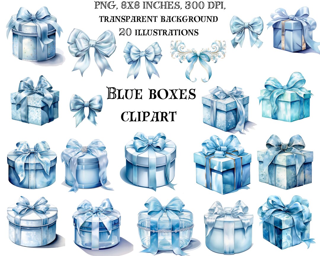 Blue Boxes Clip Art - Modern Geometric Design, Cobalt Textures, Stylish ...