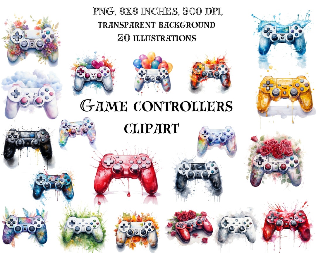 Game Controllers Clip Art Digital Joysticks and Gaming Accessories Fun ...