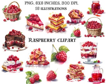 Raspberry Clip Art Bundle 36 Quality Transparent Watercolor - Etsy