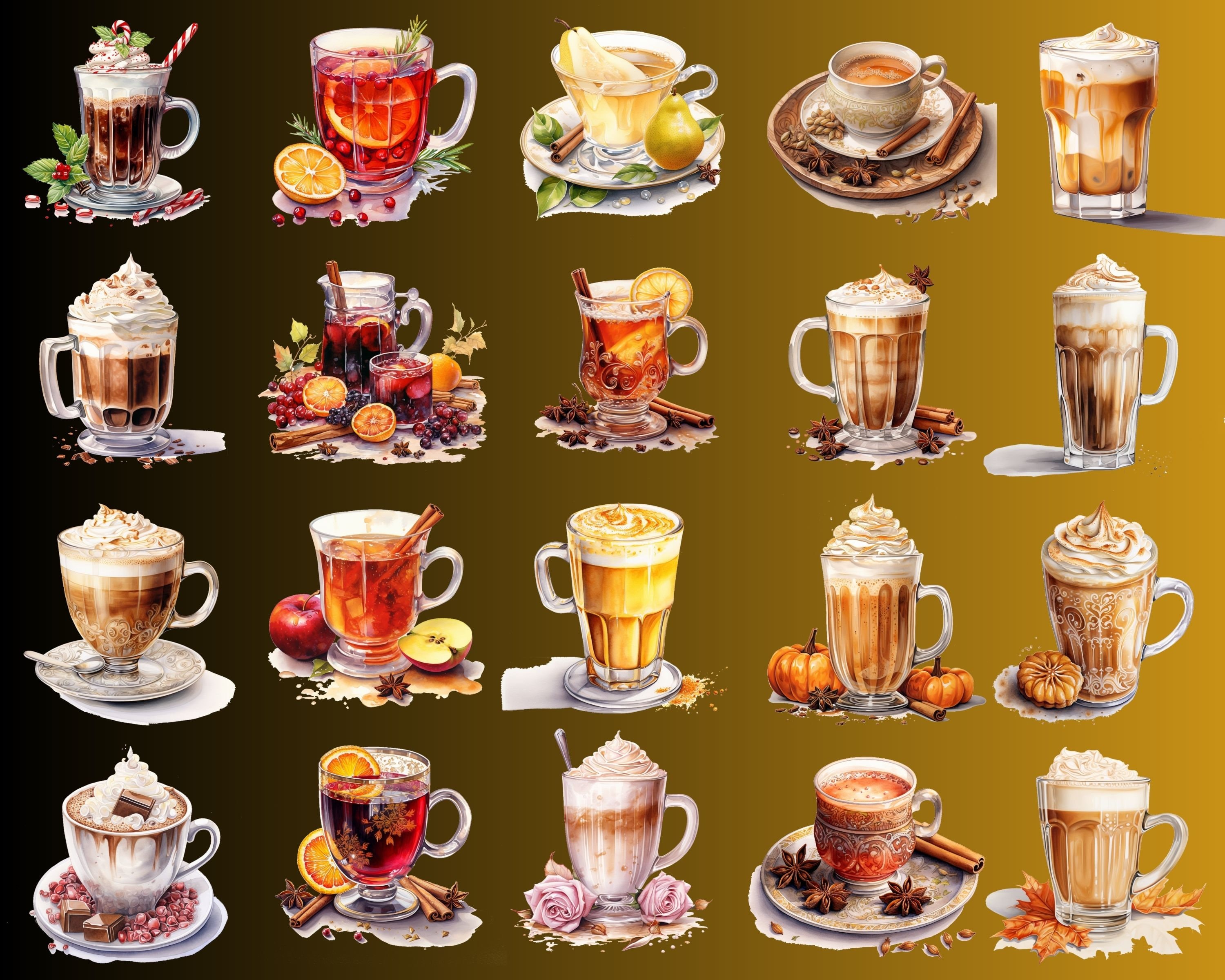 Cozy Moments: Hot Beverages Clip Art Digital Illustrations of Coffee ...