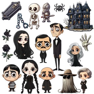 Addams Family Stickers Clip Art - Spooky, Gothic, Cute Halloween ...