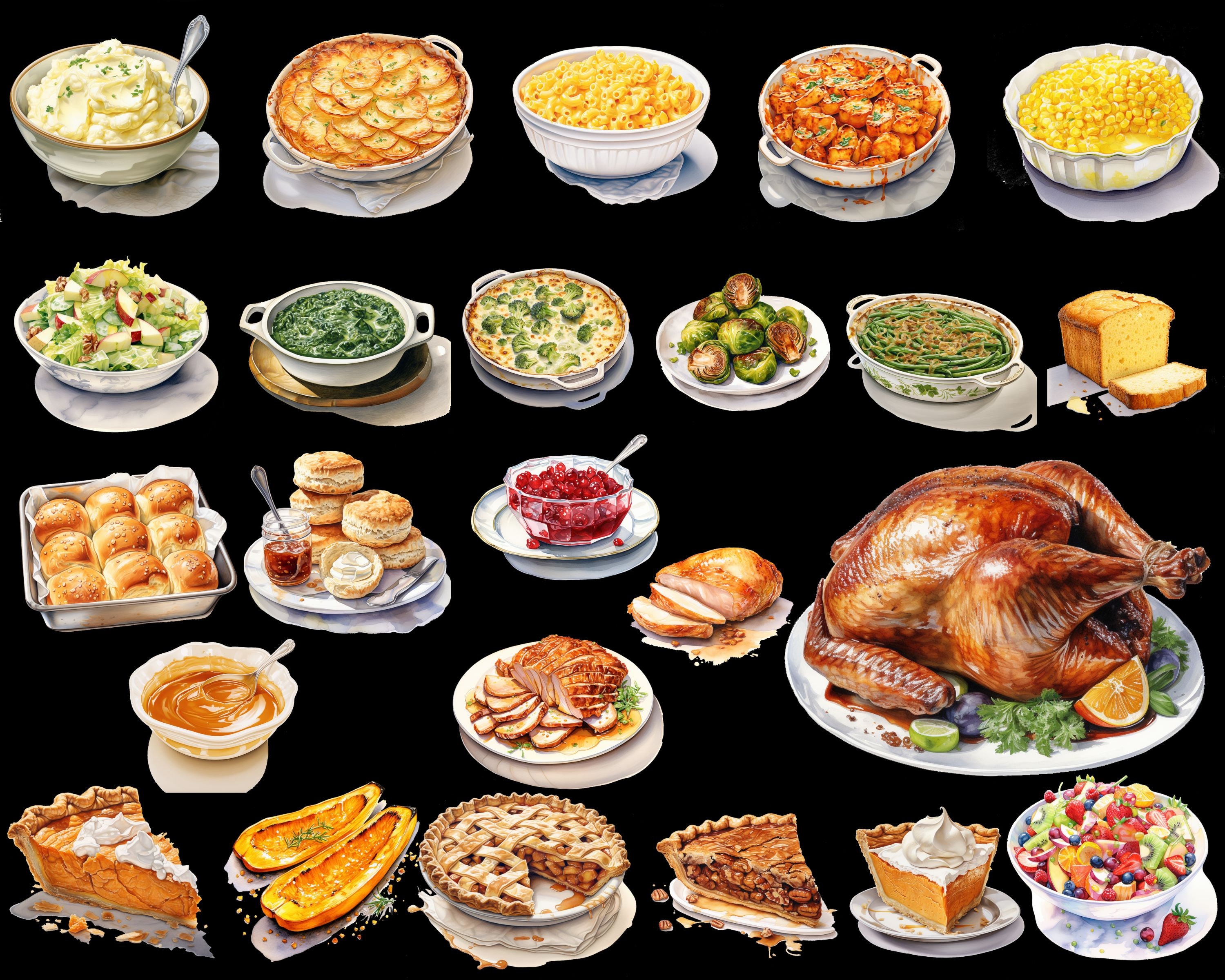Thanksgiving Food Clip Art Harvest Joy for Your Designs Festive Feast ...