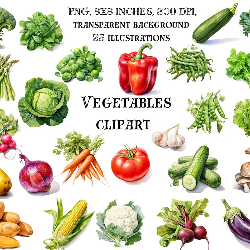 Vegetable Clip Art - Etsy