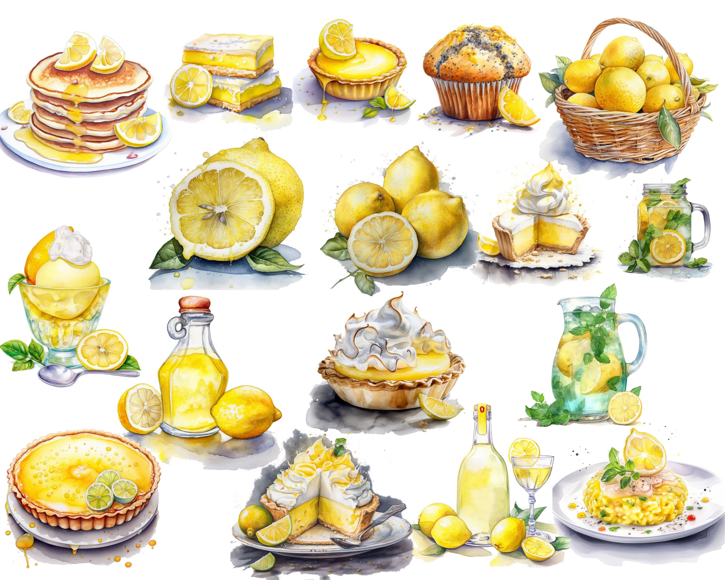 Lemons Clip Art Fresh and Citrusy Digital Illustrations Lemons Recipe ...