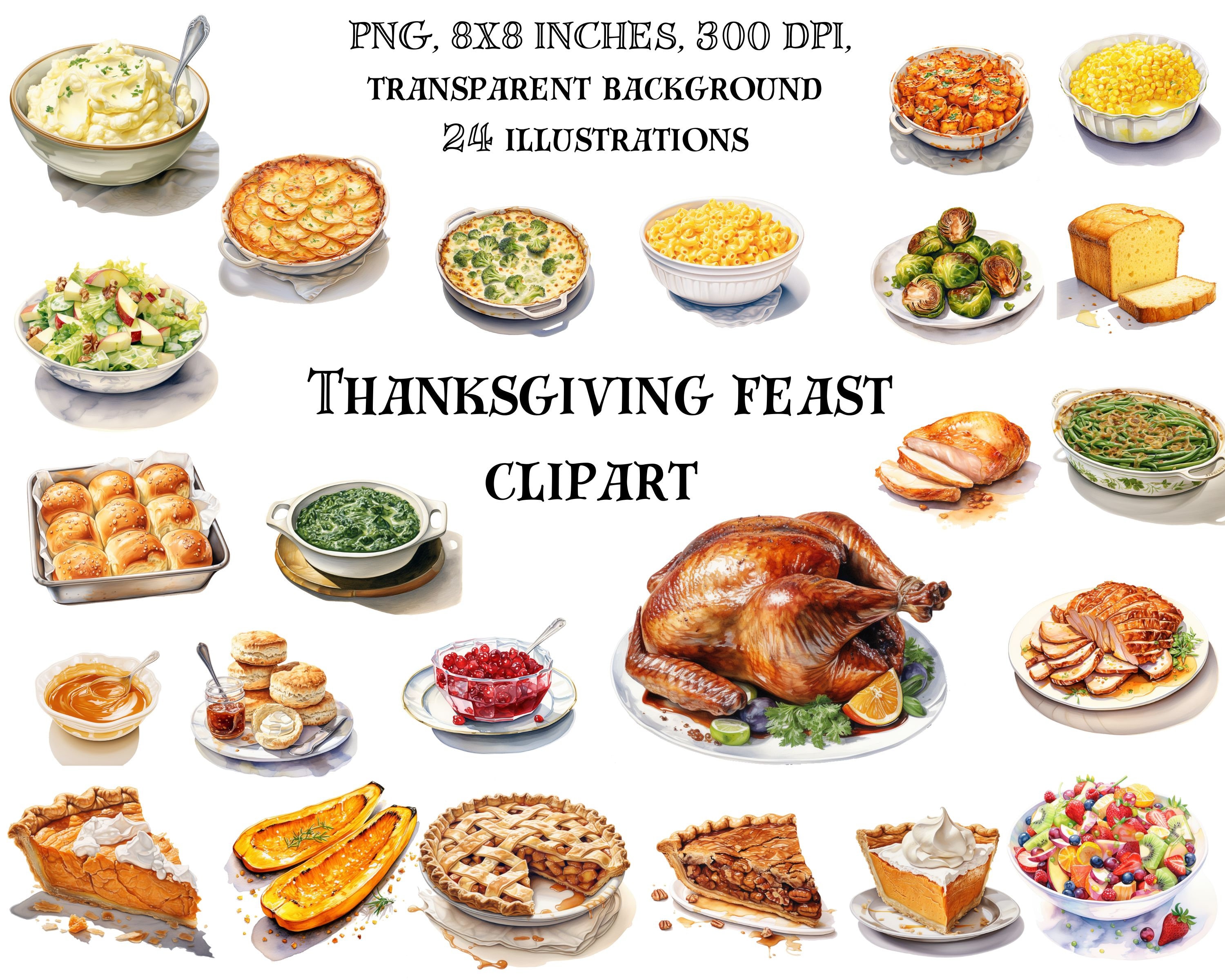 Thanksgiving Food Clip Art Harvest Joy for Your Designs Festive Feast ...