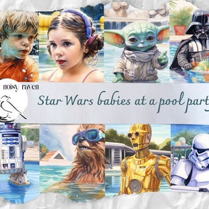 Star Wars Kids Pool Party Art - Skywalker, Vader, Leia, R2D2, Chewbacca ...