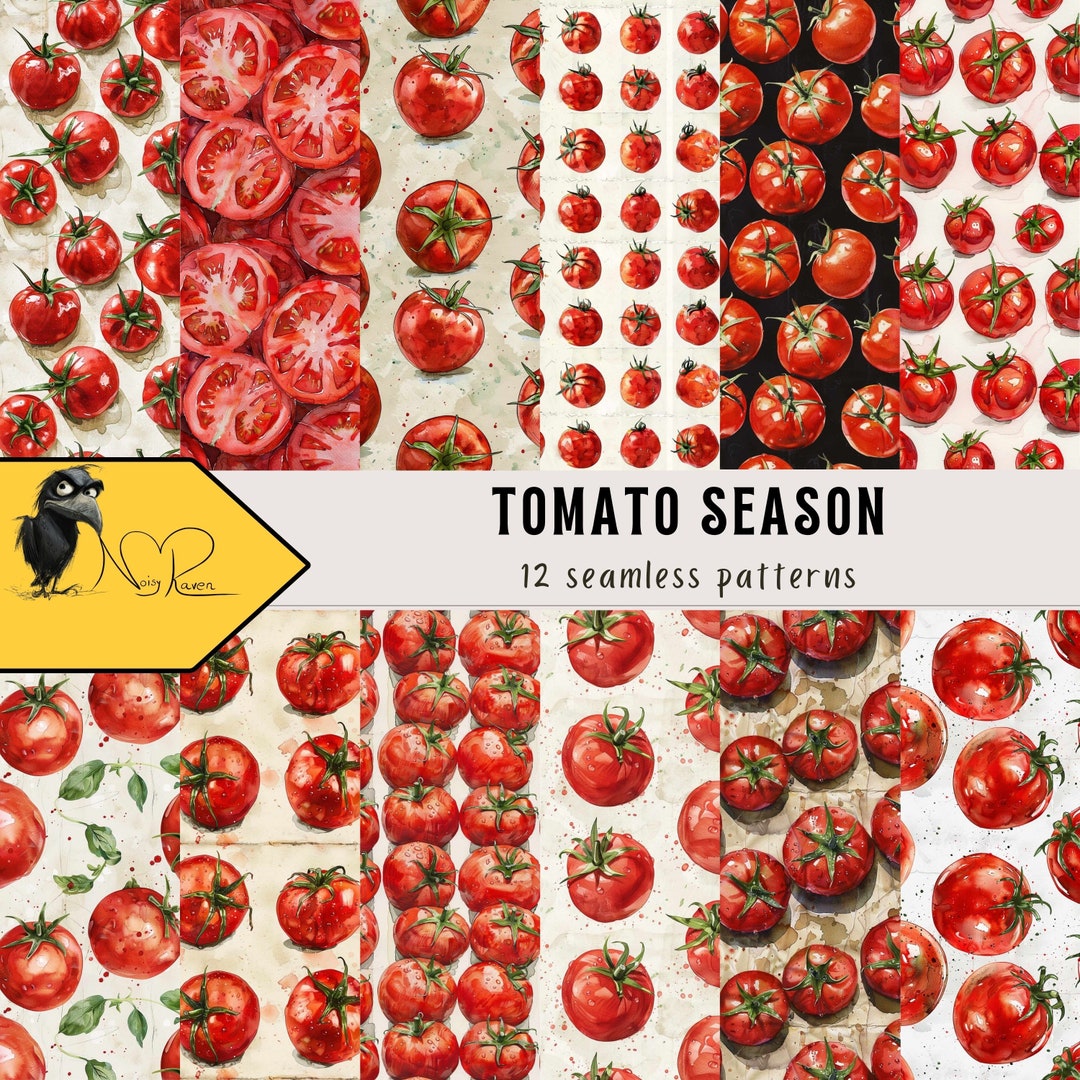 Tomato Seamless Patterns - Summer Fruit Repeat Print - Perfect for ...