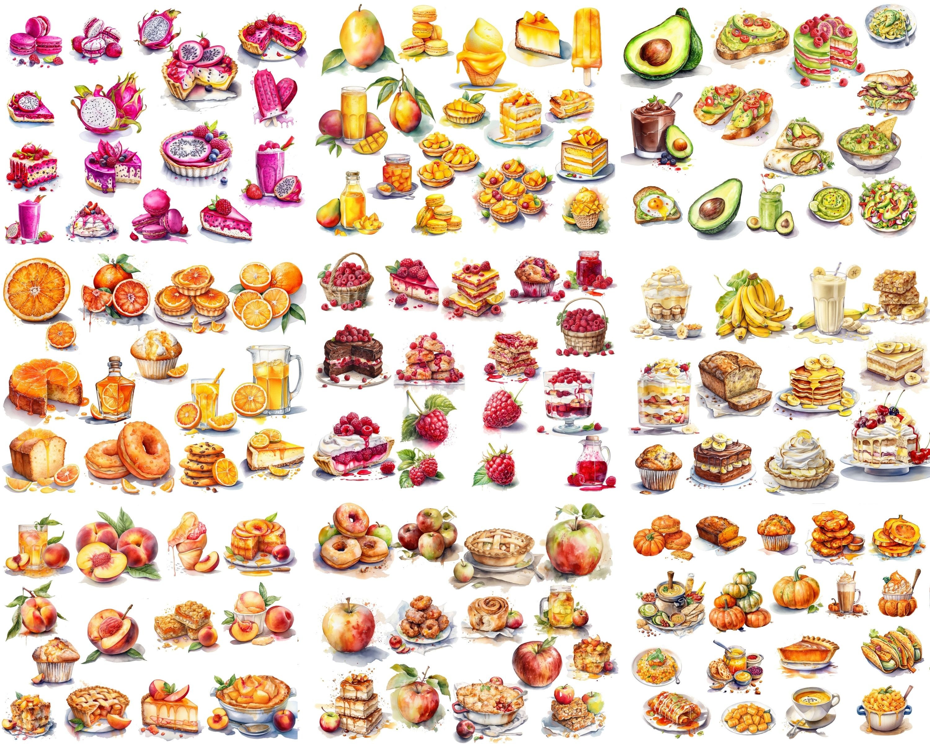 Fruit Clip Art Bundle 300 Fruit Illustrations PNG Transparent - Etsy