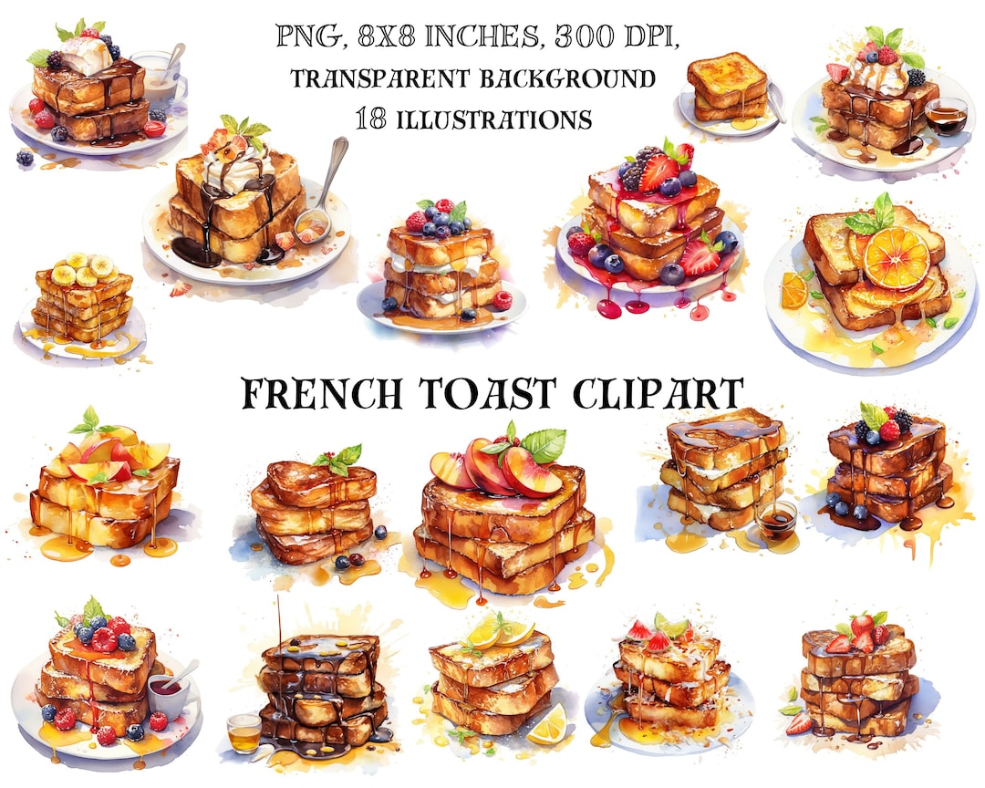 Bonjour Delight: Whimsical French Toast Clip Art Set - Gourmet ...