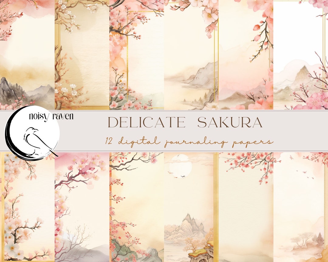 Sakura Digital Paper Antique Golden Hue Paper Dusty Pink - Etsy