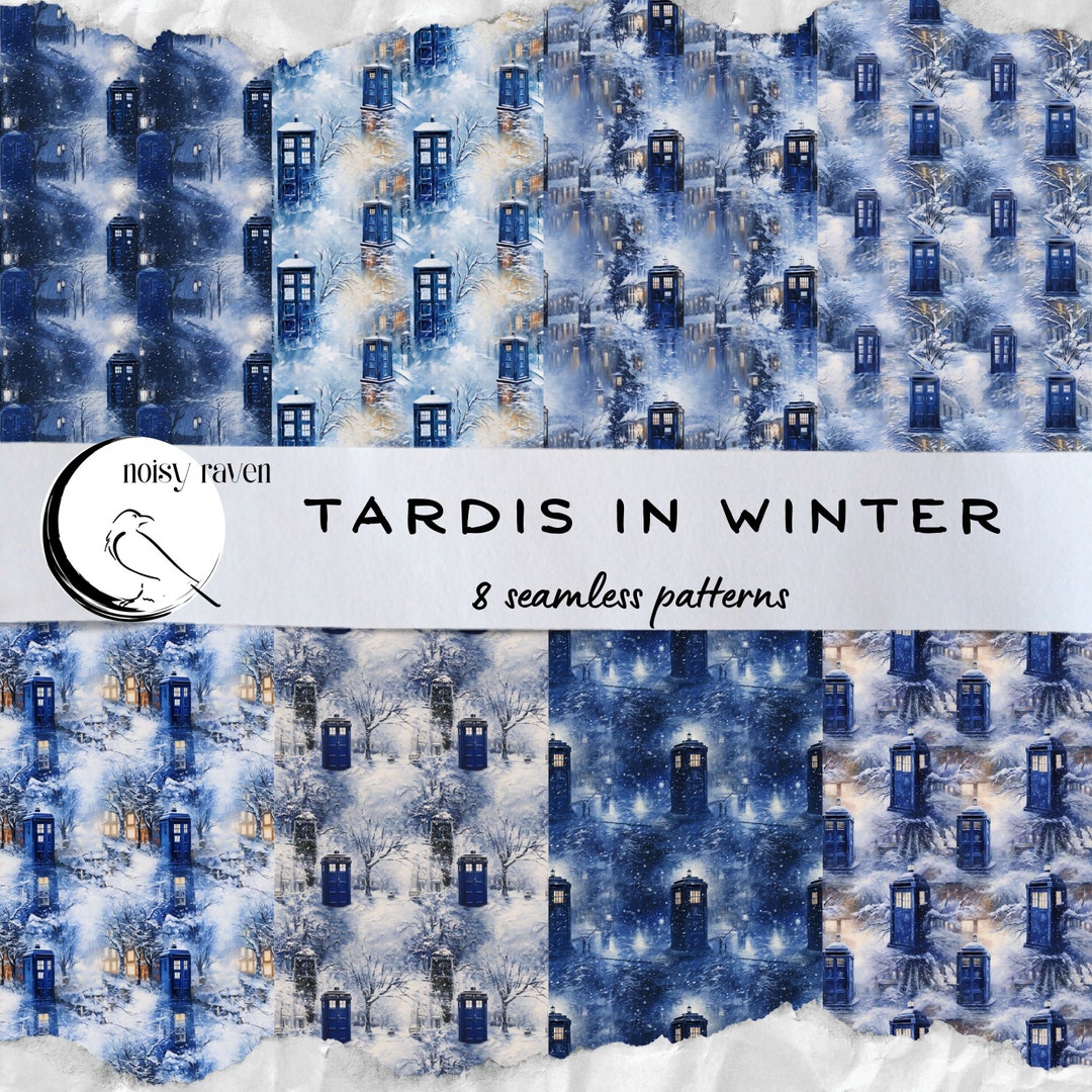 Whovian Wonderland: Tardis in Winter Snow Seamless Pattern - Doctor Who ...