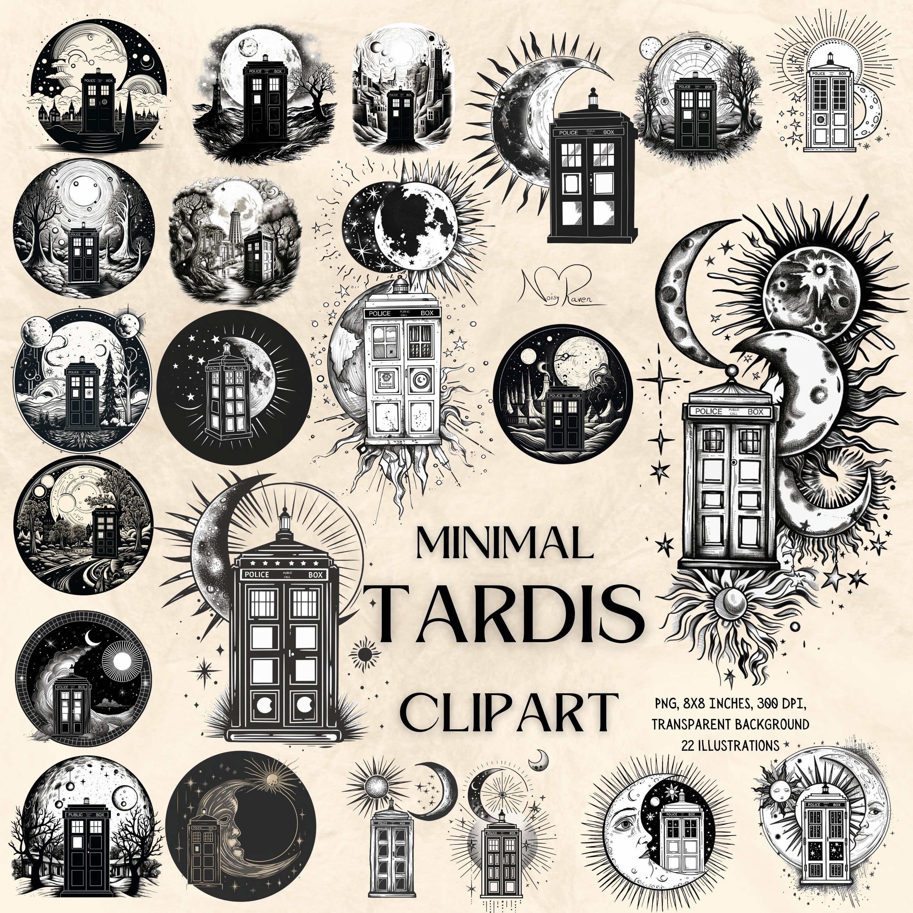 Minimal Tardis Clip Art Alchemic Sci-fi Illustrations for Doctor Who ...