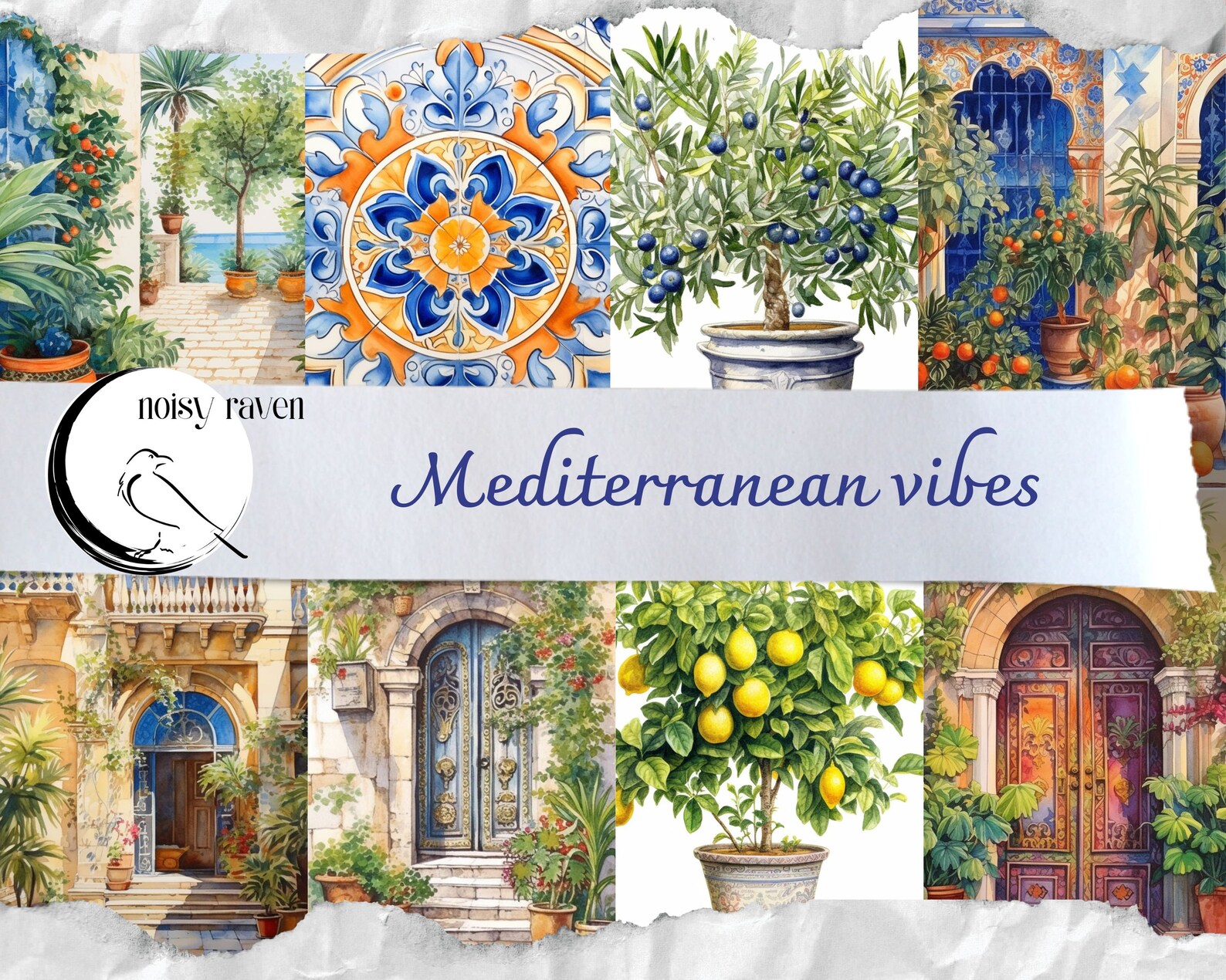Mediterranean Vibe Watercolour Print Vacation Postcard - Etsy