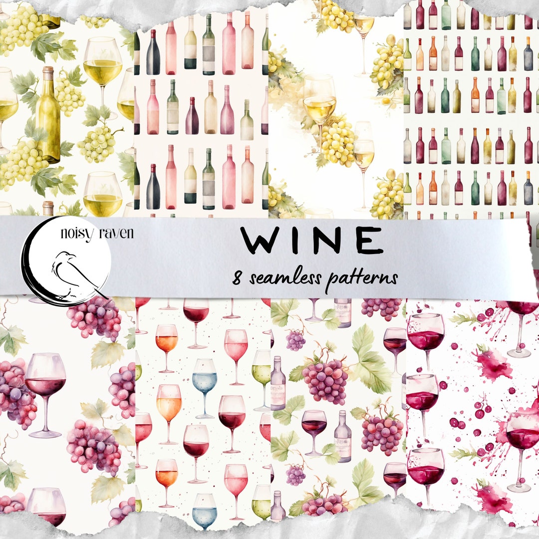 Chic Wine Seamless Pattern - Elegant Vino Design for Glassware, Bottles ...
