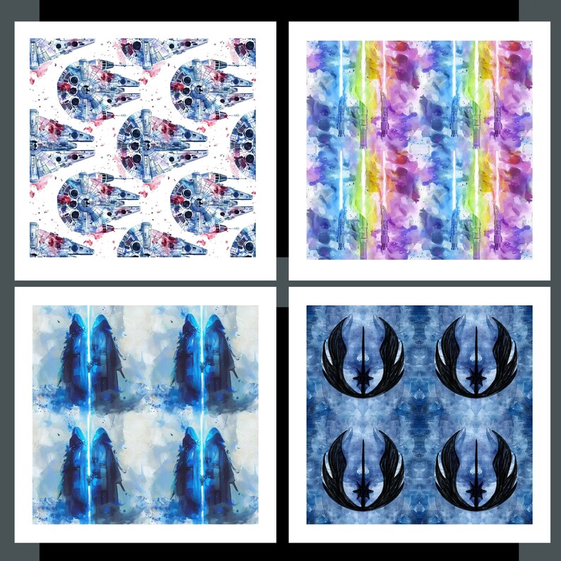Star Wars Light Side Seamless Patterns Galactic Designs for Fabric ...