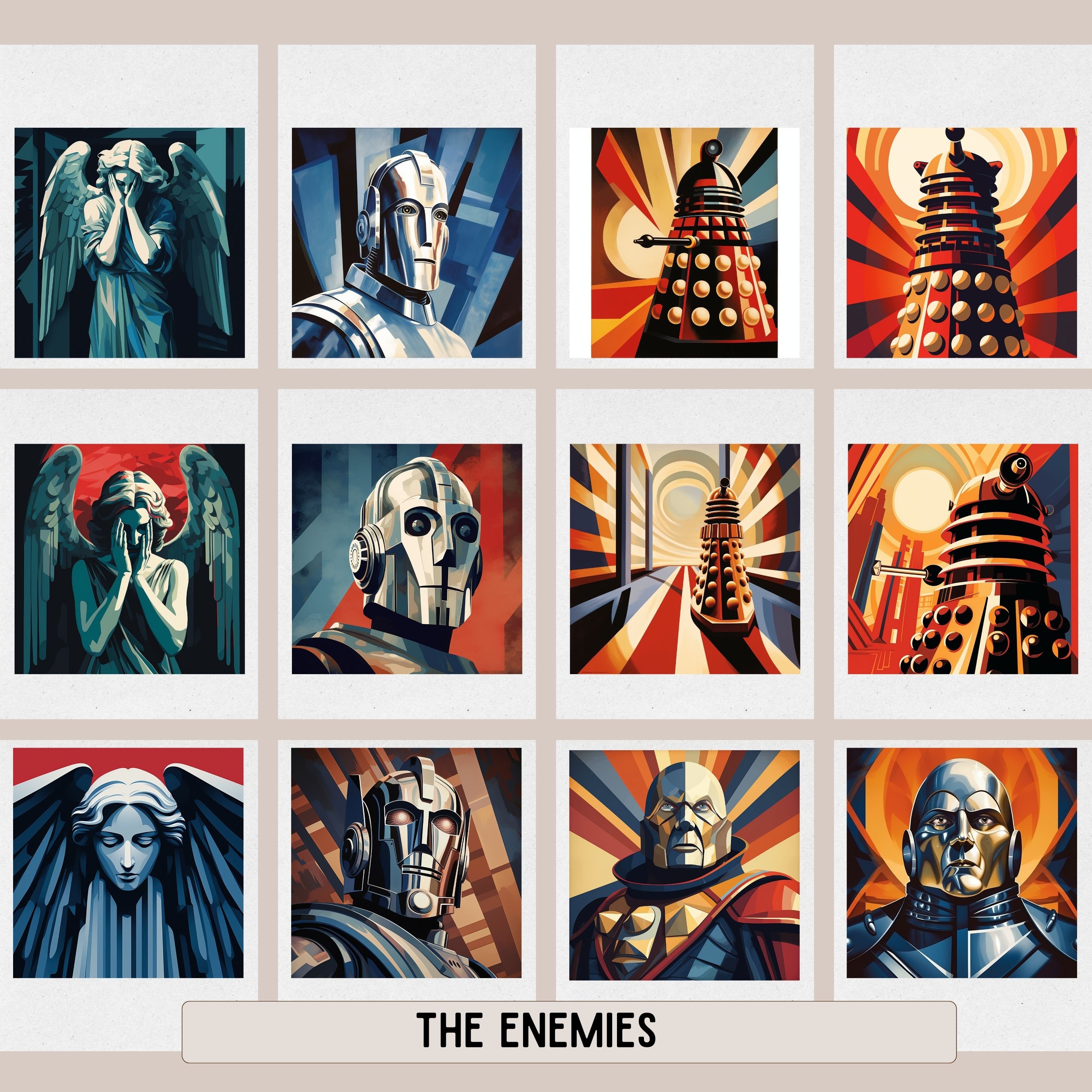 Doctor Who Retro Villains Illustrations Sci-fi Classic Enemies Digital ...