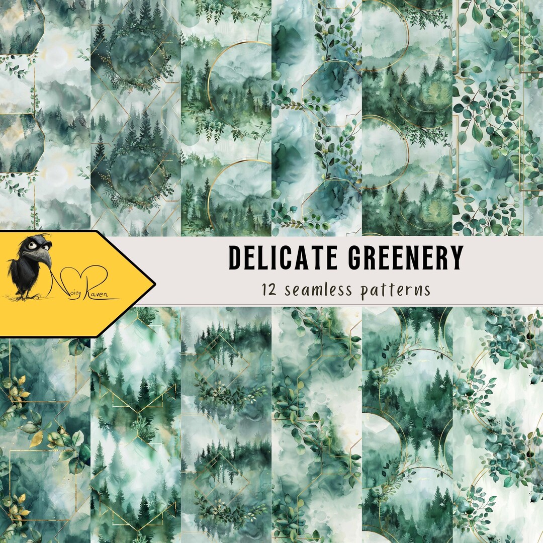 Watercolour Greenery Seamless Patterns - Botanical Digital Paper, Leafy ...