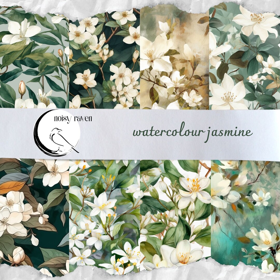 Jasmine Print Watercolour Digital Paper Seamless Design Craft - Etsy