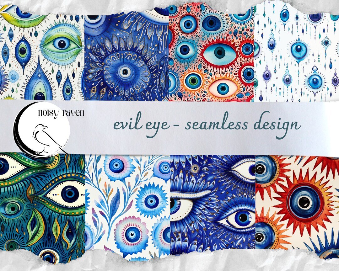Evil Eye Playful Seamless Patterns - Whimsical Charm for Your Designs ...