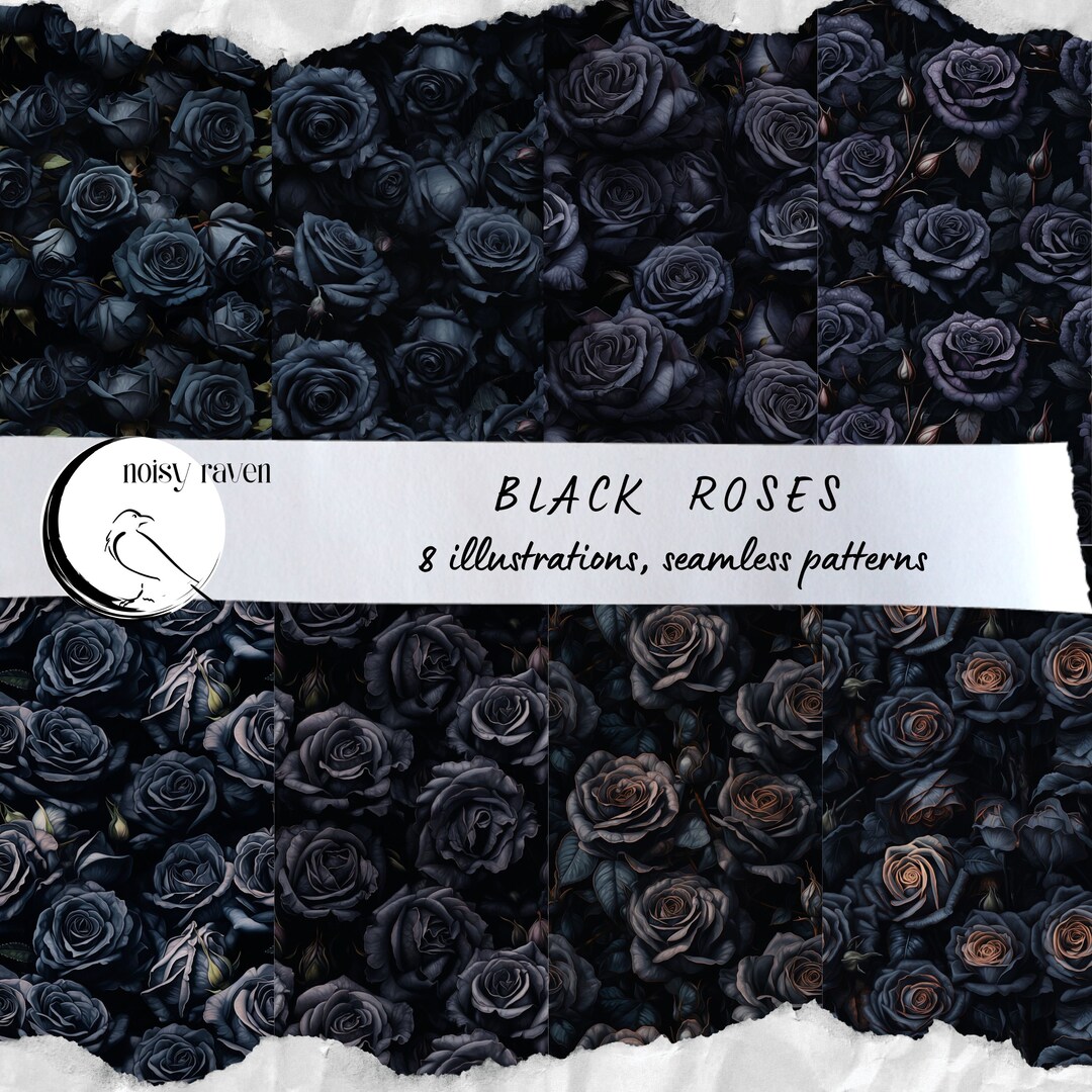 Black Roses Seamless Patterns - Stylish Noir Blooms for Your Designs ...
