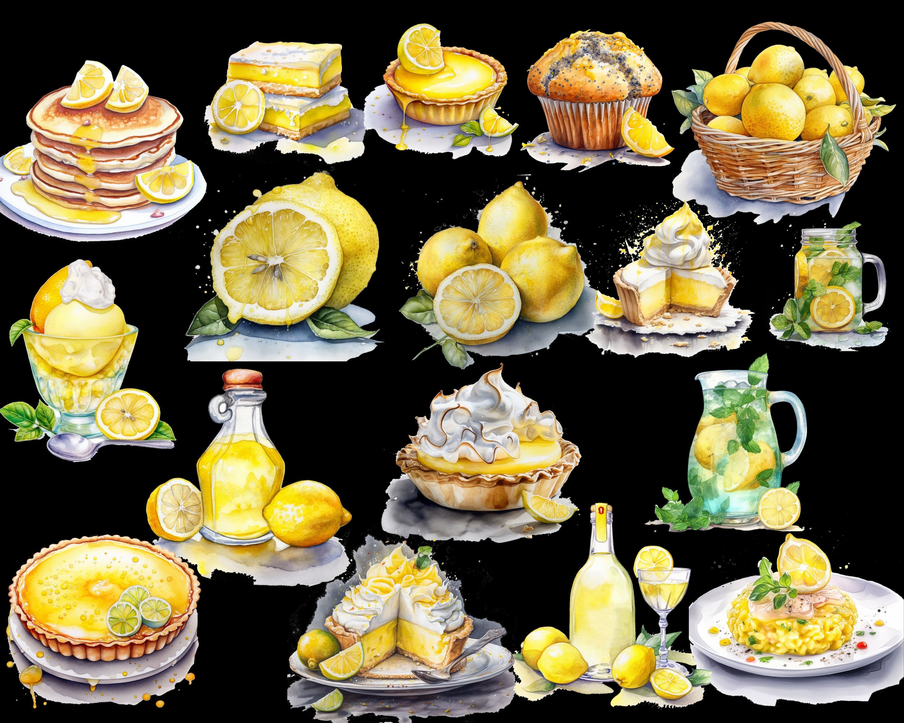 Lemons Clip Art Fresh and Citrusy Digital Illustrations Lemons Recipe ...