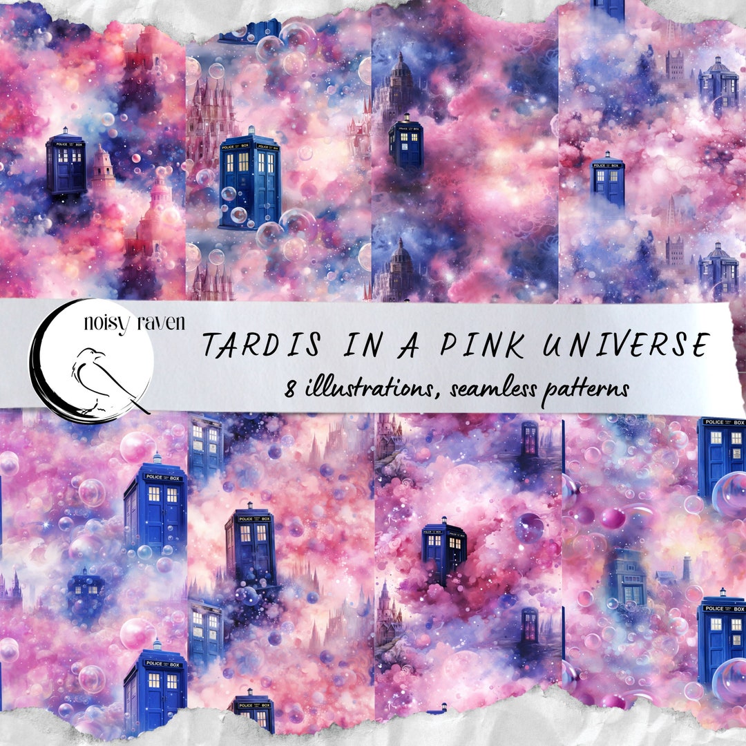 Whovian Cosmos: TARDIS in a Pink Universe Seamless Patterns - Sci-fi ...