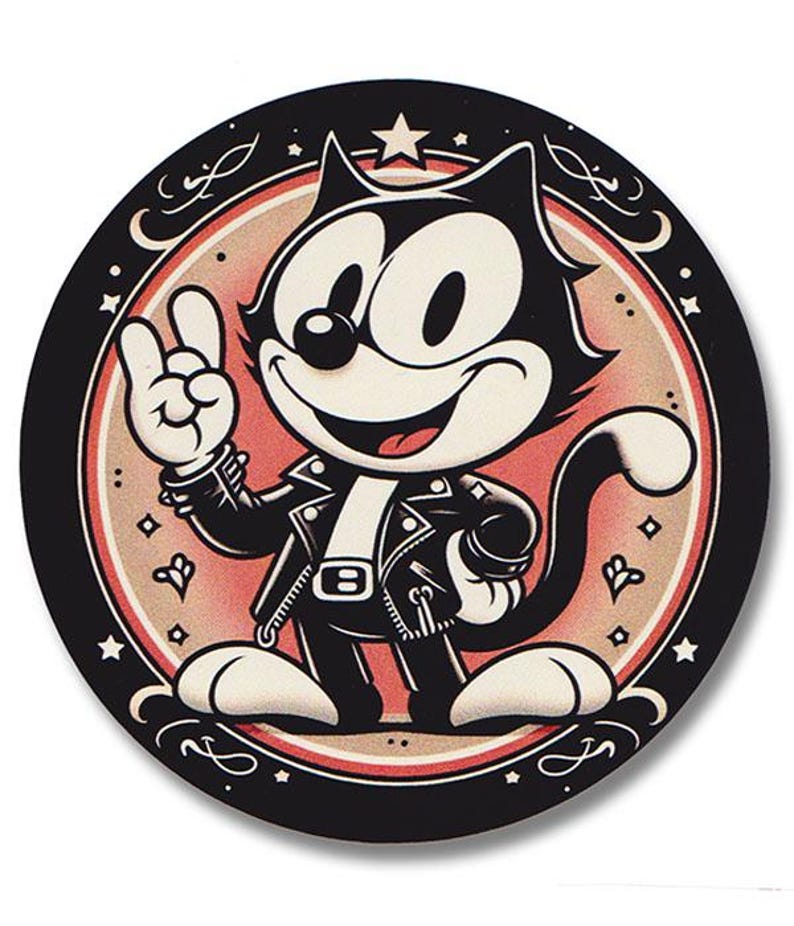 Felix the Cat Vinyl Sticker Decal | Vintage Cat Rocker Punk Cartoon ...