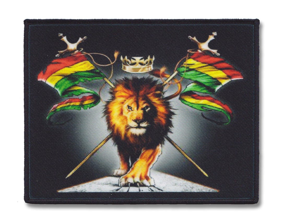 Rasta Lion Patch – Reggae Roots Iron-on Patch, Rastafarian Lion of ...