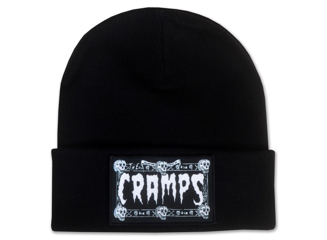The Cramps Beanie Hat Psychobilly Skull Patch Black Punk Winter - Etsy
