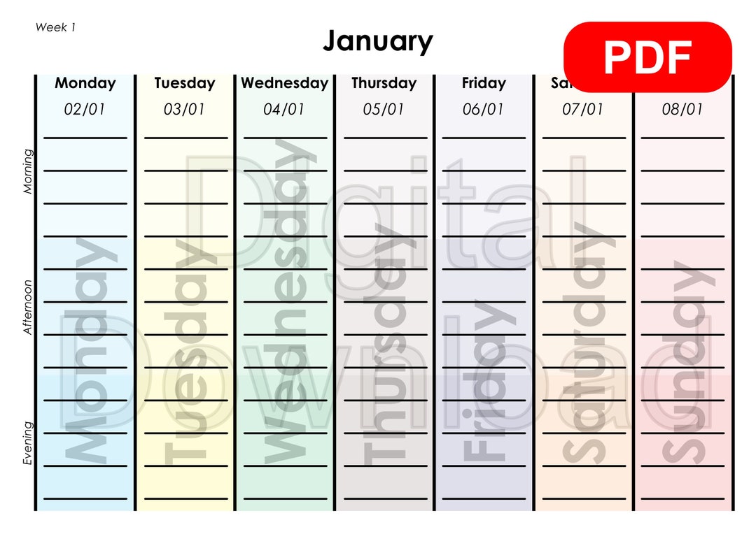 Calendar 2023 With Same Priority Days and Daytime Indication [more Langauages Available on ...