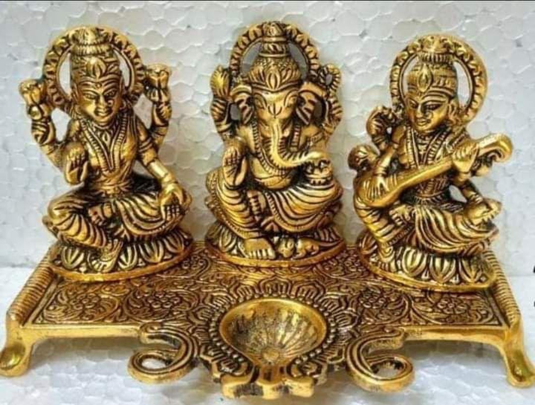 Brass Laxmi Ganesh Saraswati Idol/ganesha Statue /ganpati Murti / for ...