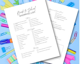 Back to School Shopping Supplies List, School Checklist, High School ...